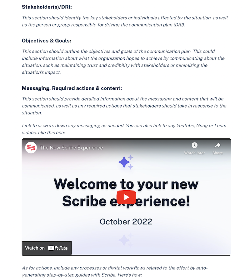 Situational Or Risk Management Communication Plan Scribe
